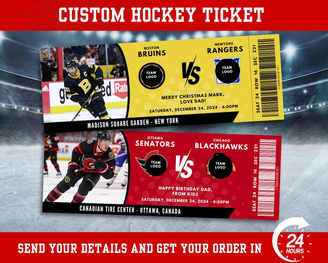 Custom Hockey Tickets, Surprise Gift Hockey Tickets, Customized Ticket ...