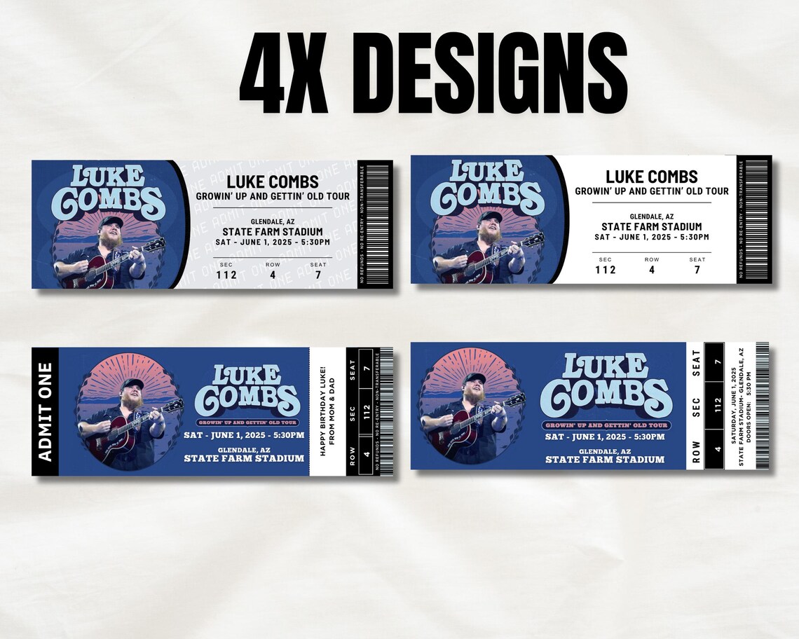 Editable Luke Combs Concert Ticket Template, Editable Concert Ticket ...