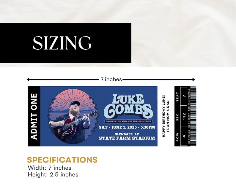 Editable Luke Combs Concert Ticket Template, Editable Concert Ticket ...