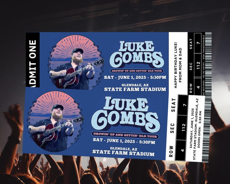 Editable Luke Combs Concert Ticket Template, Editable Concert Ticket ...