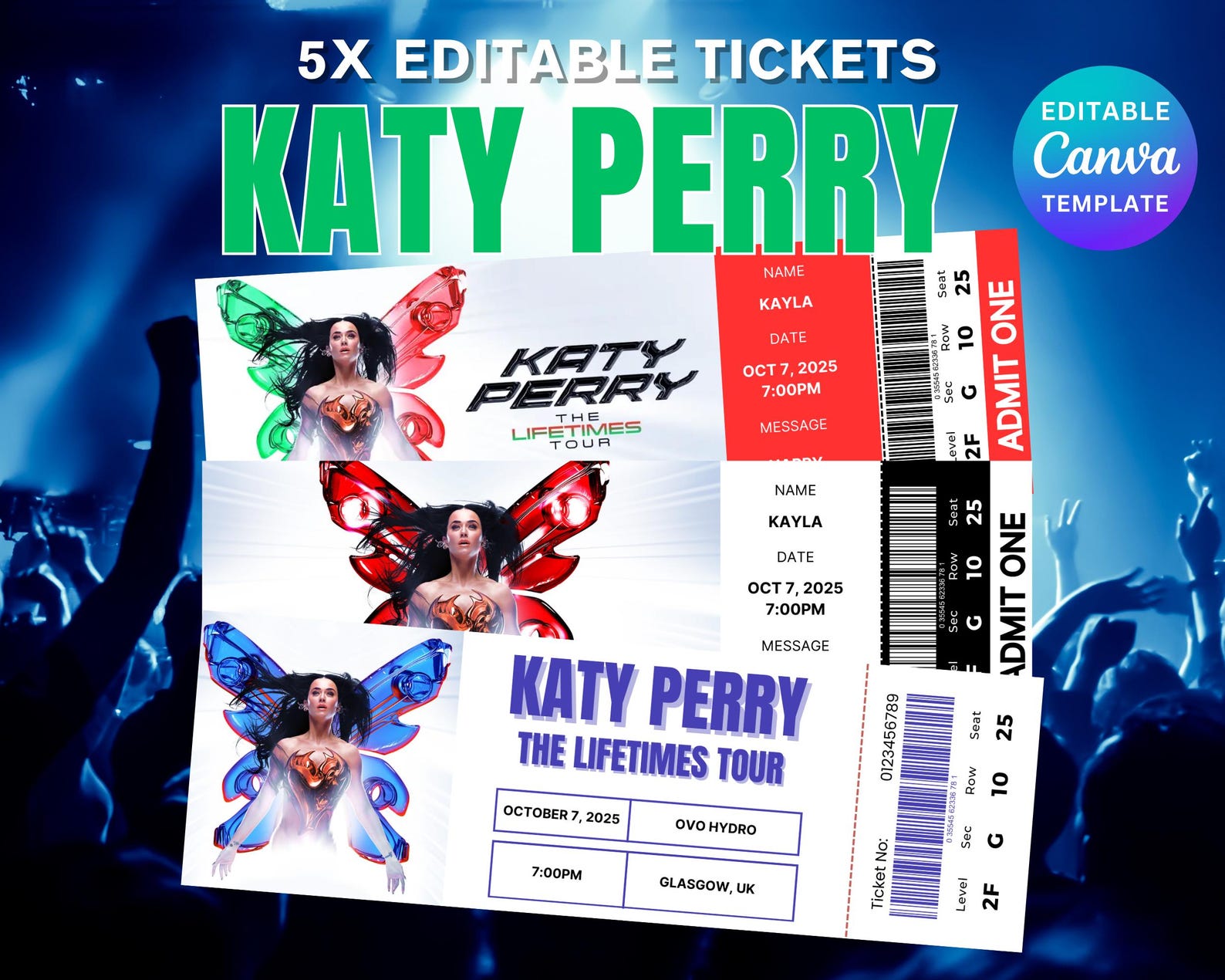 Editable Katy Perry Concert Ticket Template, Editable Concert Ticket ...