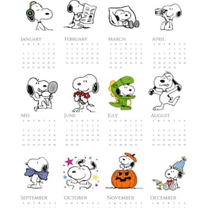 2026 Snoopy Calendar, Transparent PNG (instant Download) - Etsy