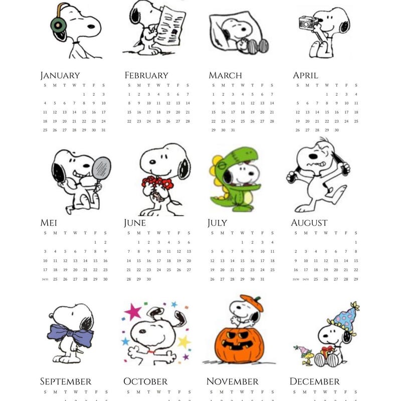 Snoopy Wall Calendars 2026 - Etsy UK