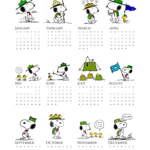 Snoopy Camping Calendar 2026, Printable PNG (digital Download) - Etsy