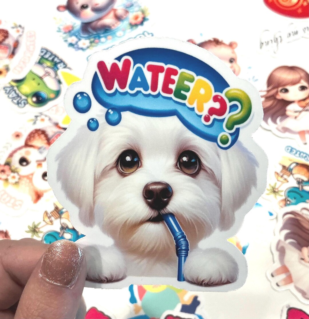 Dog Drink Water Reminder Sticker, Cute Dog Vinyl Stickers, Water Bottle ...