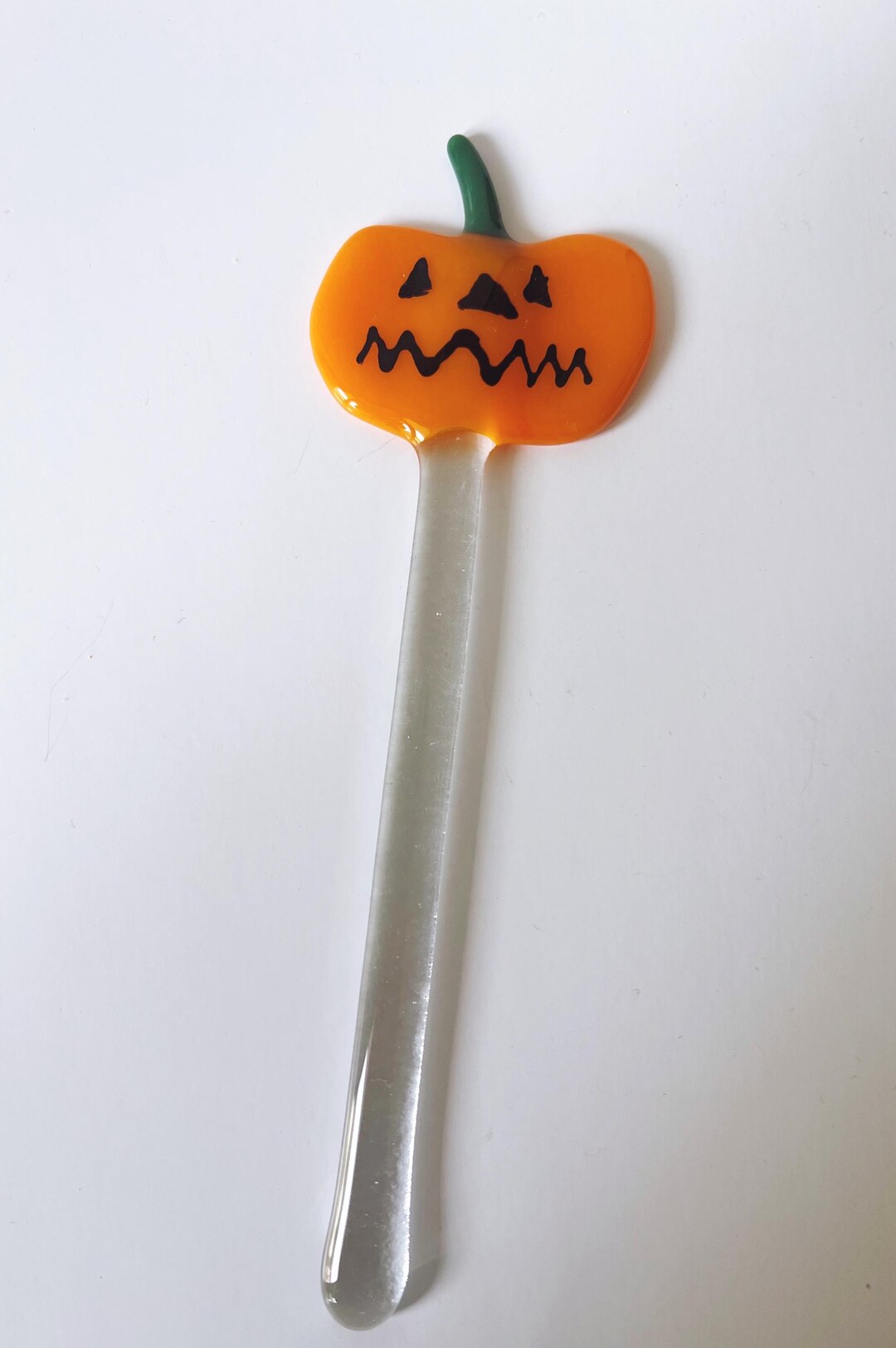 Pumpkin Jack O Lantern Fused Glass Plant Garden Stake, Halloween Decor ...