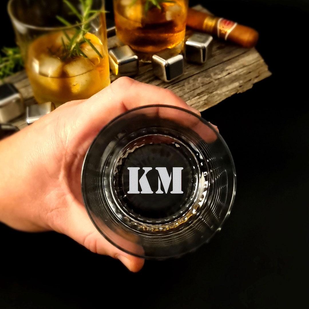 Personalized Whiskey Glass With Engraved Initials Custom Monogram ...