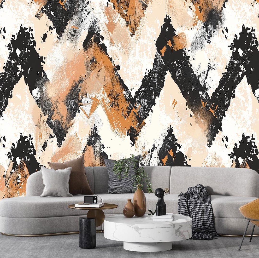 Geometric Triangle Pattern Wallpaper, Shapes Mural, Abstract Wallpaper ...