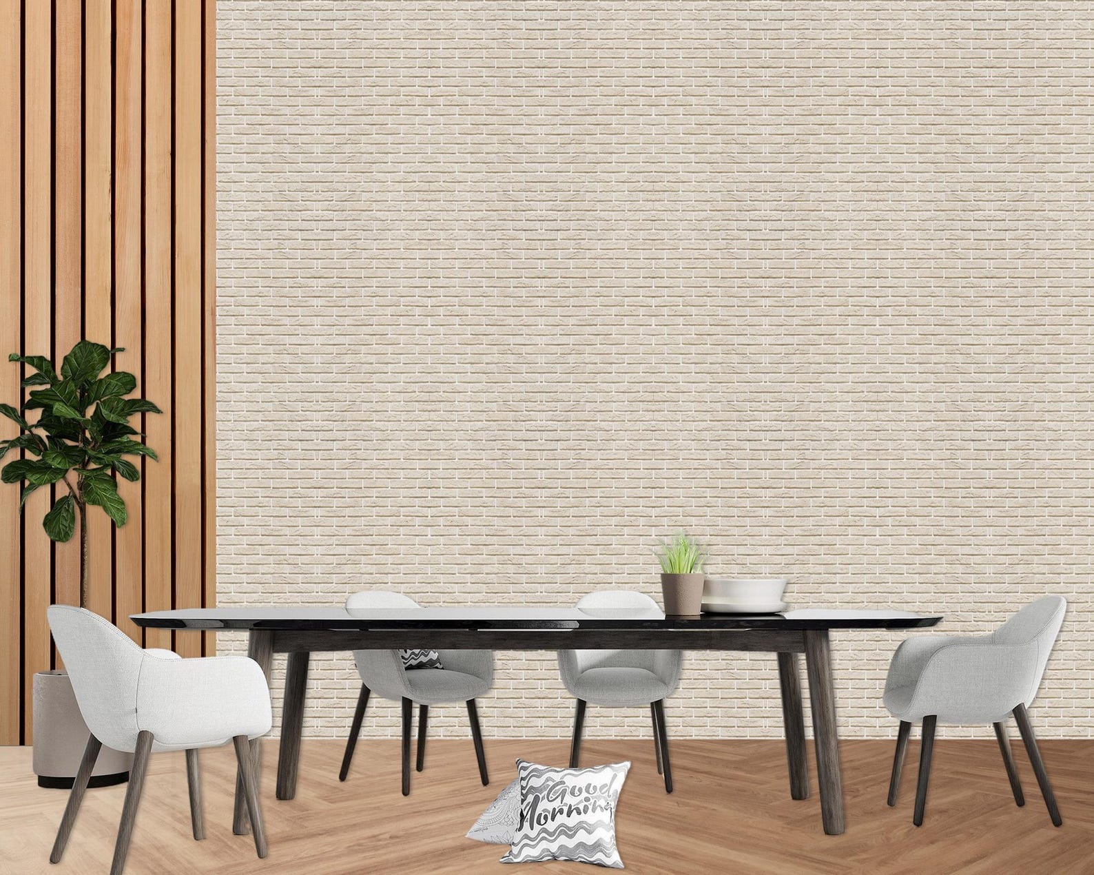Beige Cream Brick Pattern Wallpaper, Brick Wall Texture, Brick Mural ...