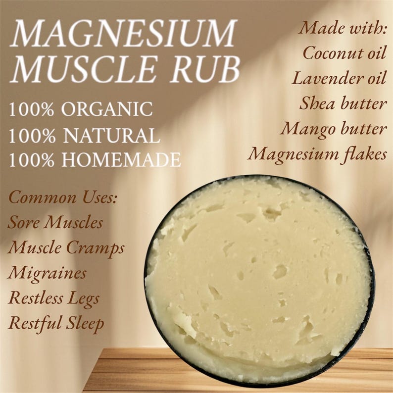 Magnesium Muscle Rub- 100% All Natural, All Organic, All Homemade ...