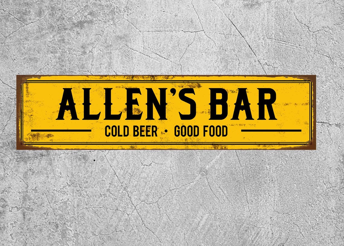 Personalized Bar Metal Sign,custom Bar Metal Sign,text Metal Sign,make ...