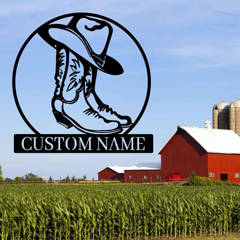 Custom Farm Boots Metal Sign Wall Art Decor, Waterproof Fade-resistant ...