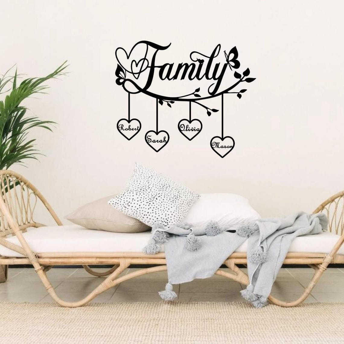 Custom Family Tree Metal Name Sign, Large Metal Wall Art With Family ...