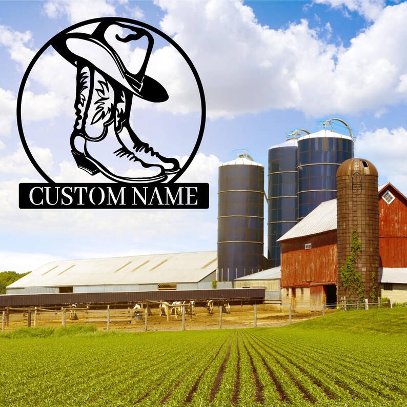 Custom Farm Boots Metal Sign Wall Art Decor, Waterproof Fade-resistant ...