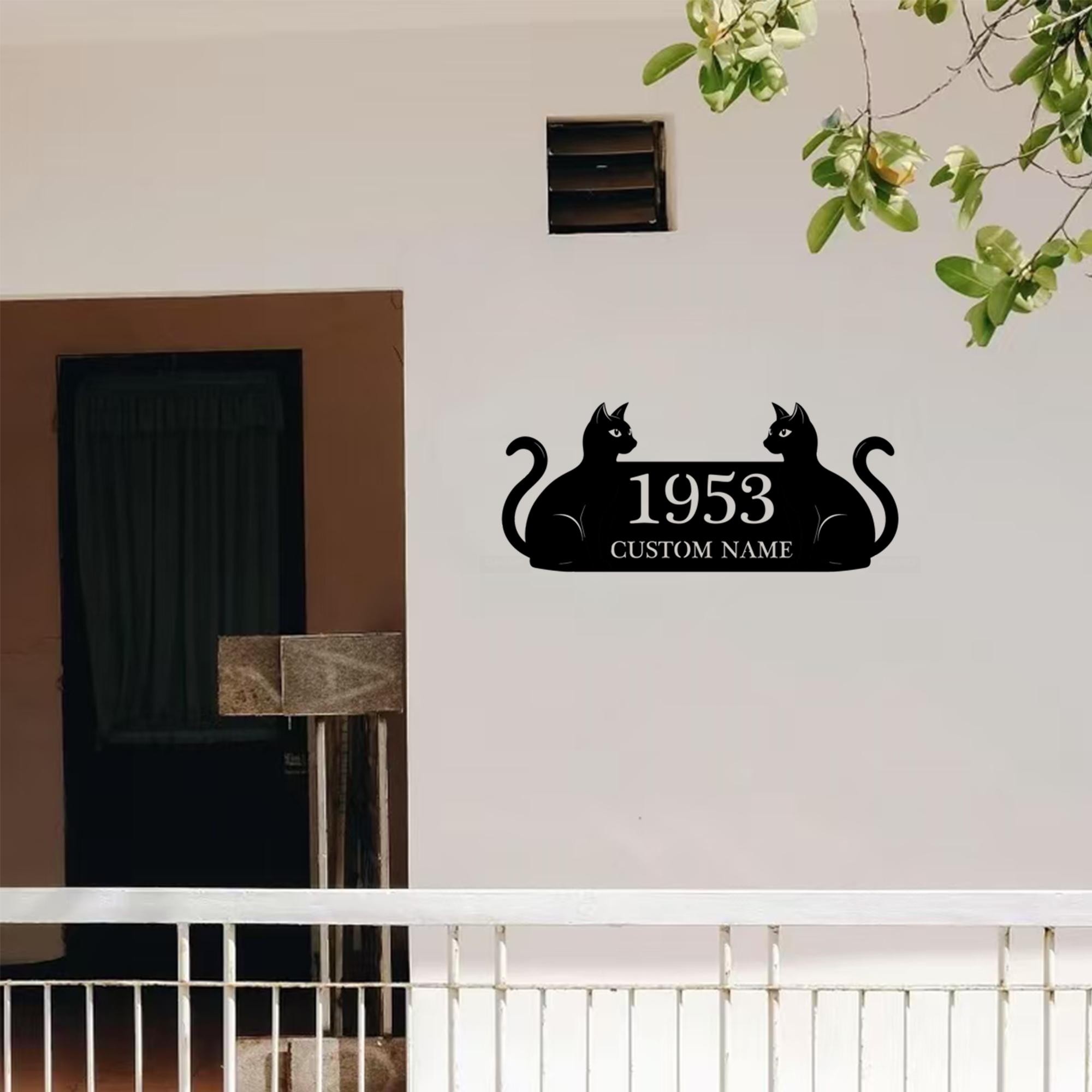 Custom Cat House Number Address Metal Sign,welcome Home Metal Sign,cat ...