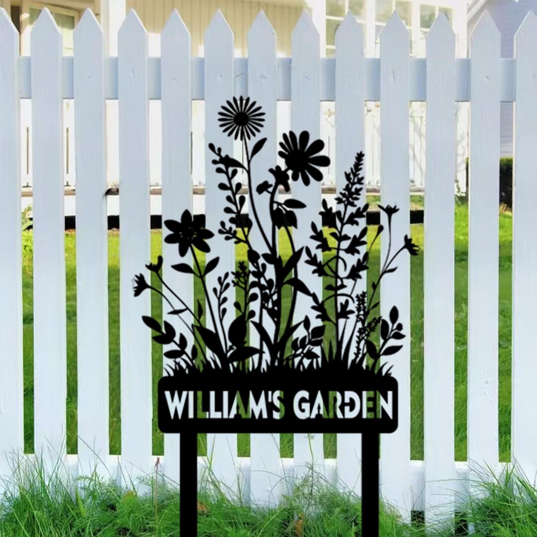 Custom Metal Garden Sign, Personalized Flower Sign With Stakes, Metal ...