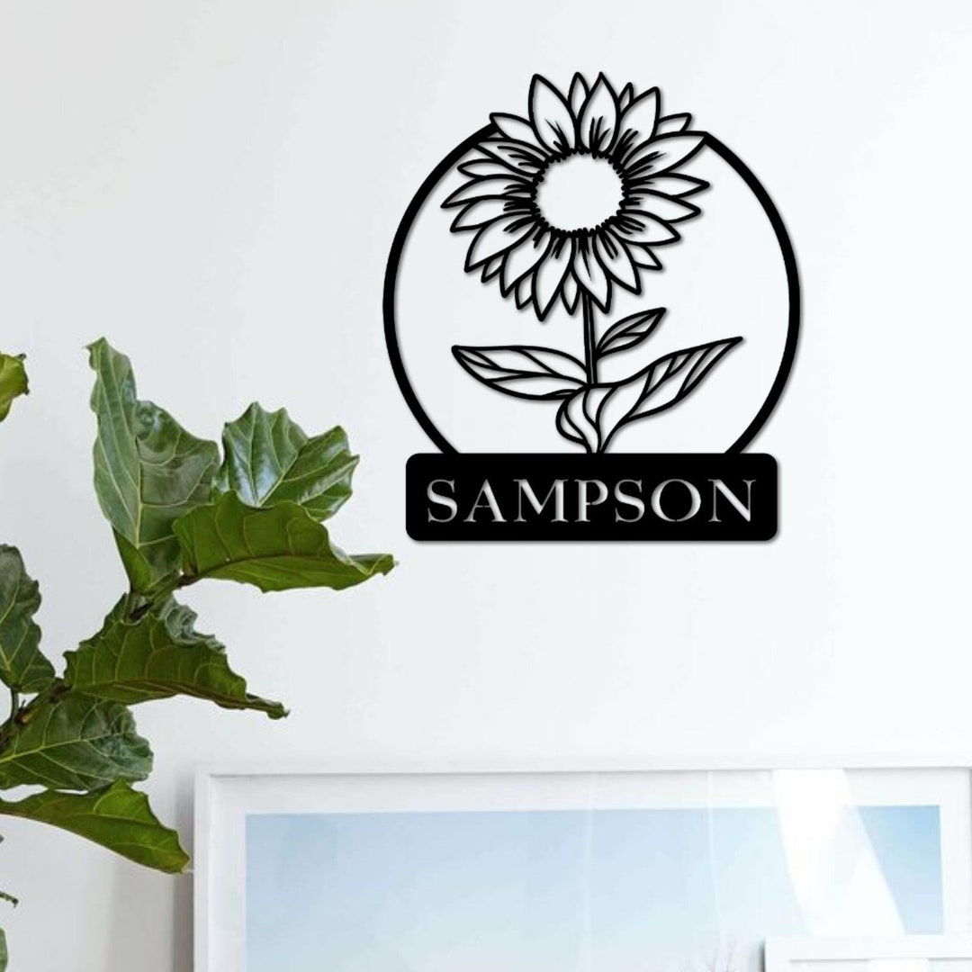 Custom Sunflower Metal Sign for Wall Art Decor, Last Name Sign for ...