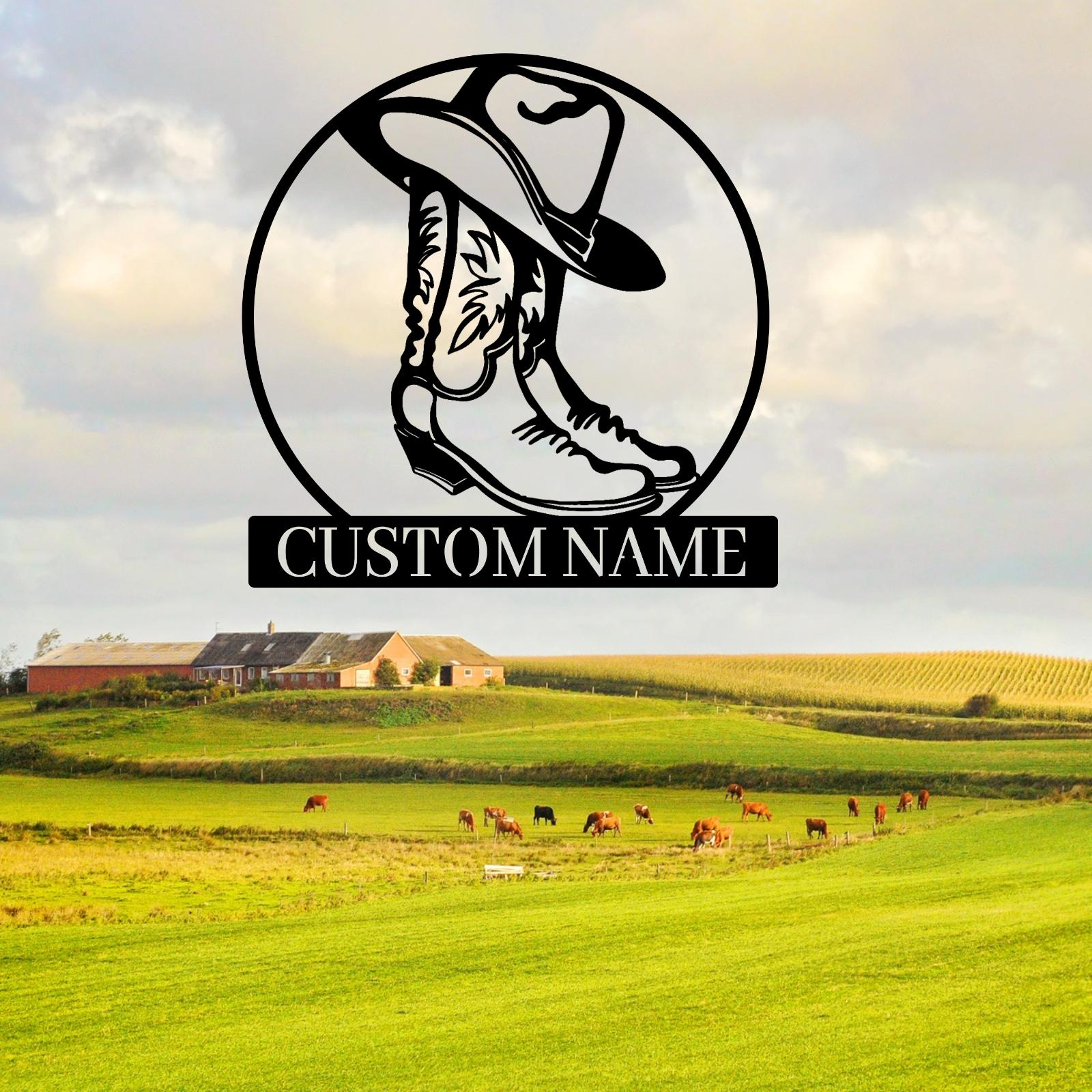 Custom Farm Boots Metal Sign Wall Art Decor, Waterproof Fade-resistant ...