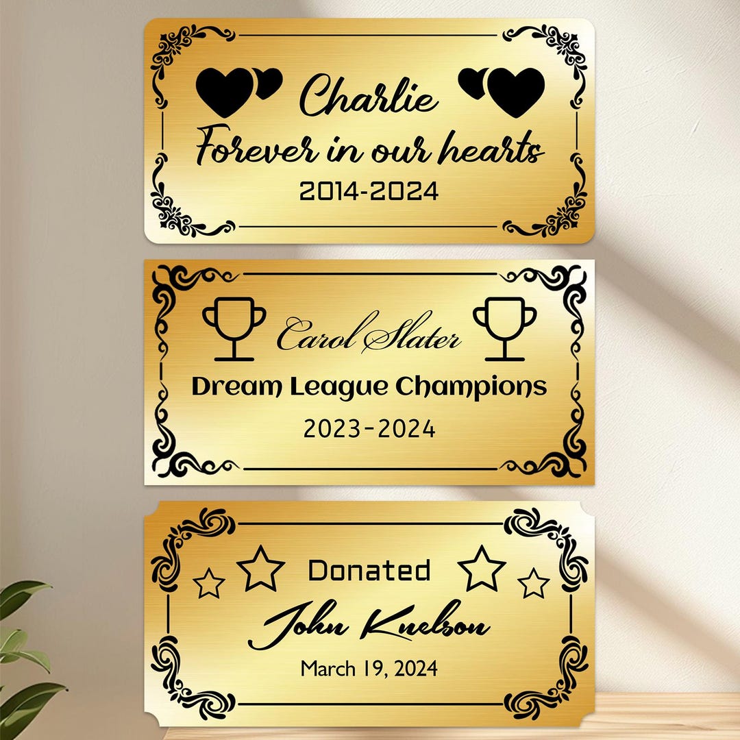 Custom Engraved Brass Nameplates, Brushed Solid Brass Frame Plaque, Pet ...