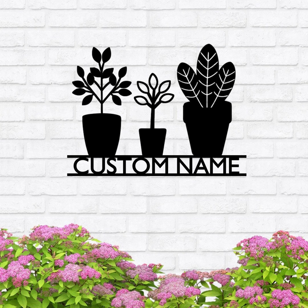 Custom Garden Flower Metal Name Sign, Garden Name Sign, Metal Art ...