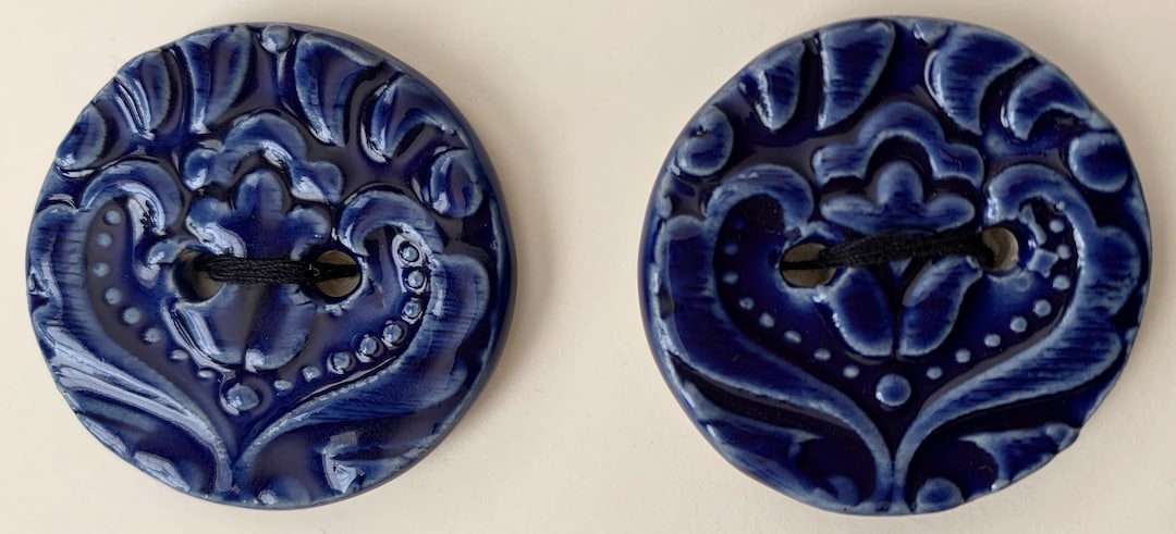 Indigo Blue Ceramic Buttons - Etsy