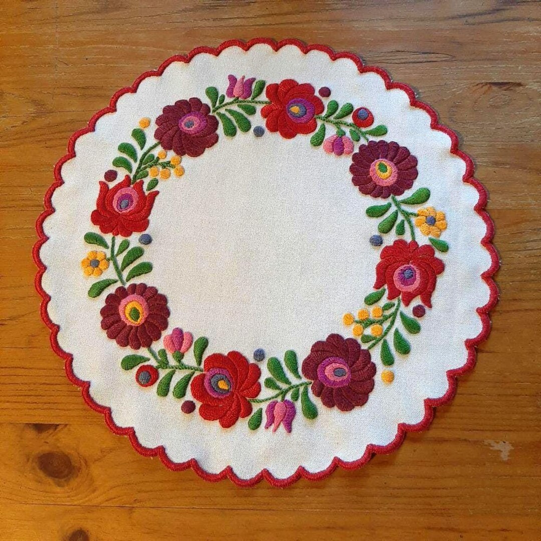 Hungarian Matyó Hand Embroidered Doily, Matyó Pattern Vintage Doily ...