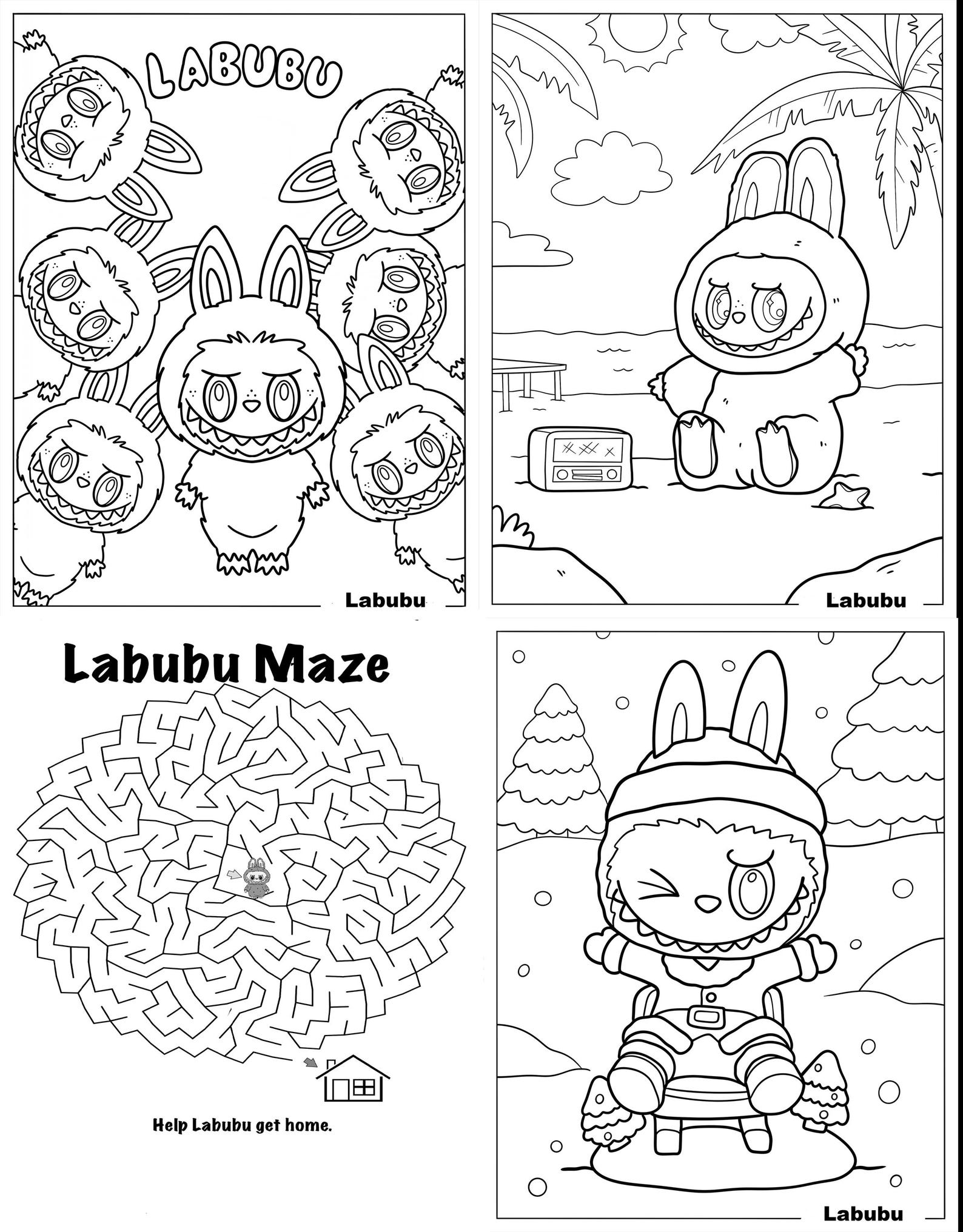 Digital Kids Labubu Monster BULK 13 Page Activity Book Sheets Cute ...
