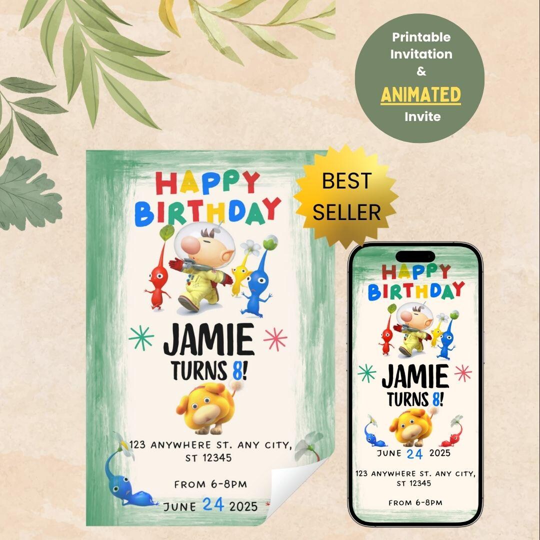 Animated Pikmin Editable Evite Invite Invitation Party Birthday Kids ...