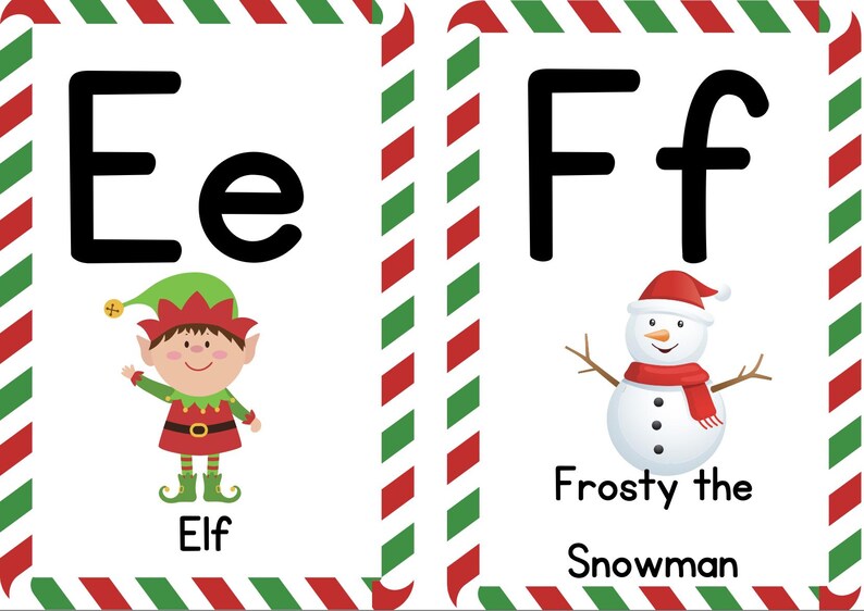 Christmas Alphabet Flash Cards With Canva Template Link - Etsy