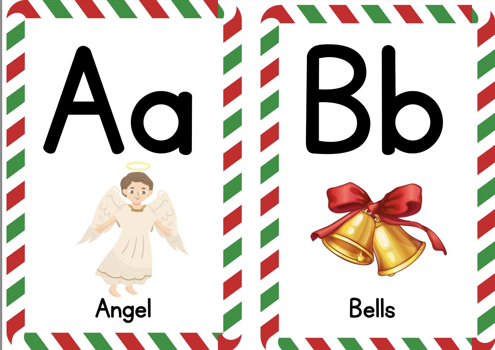 Christmas Alphabet Flash Cards With Canva Template Link - Etsy