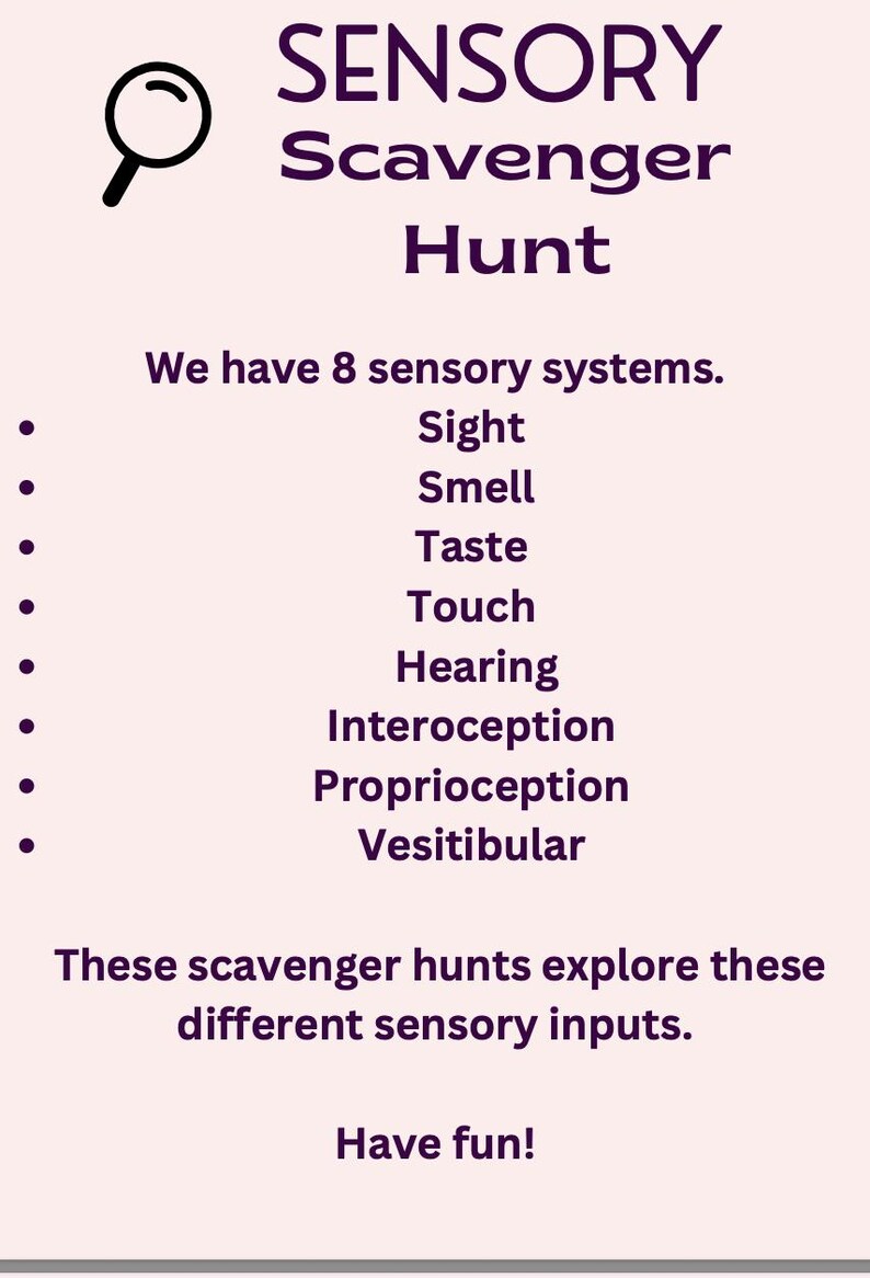 Sensory Scavenger Hunt With Canva Template Link - Etsy