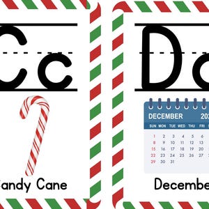 Christmas Alphabet Flash Cards with Lines With Canva Template Link - Etsy