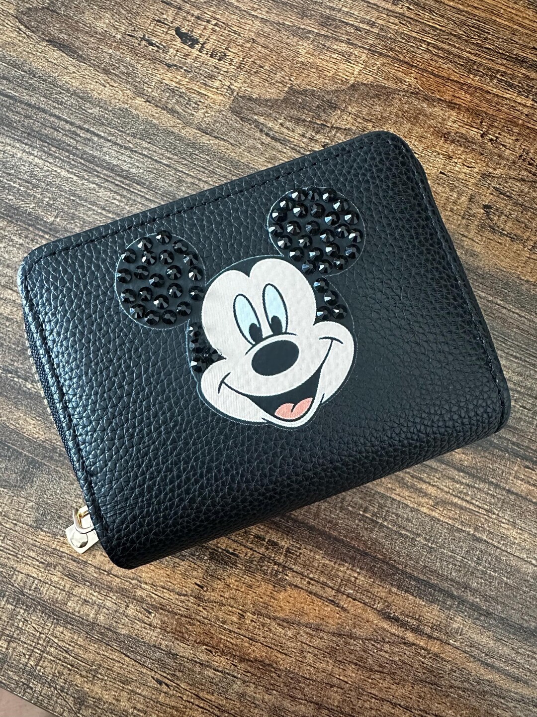 Mickey Mouse Black Wallet – Handmade Disney-inspired Rhinestone Purse ...
