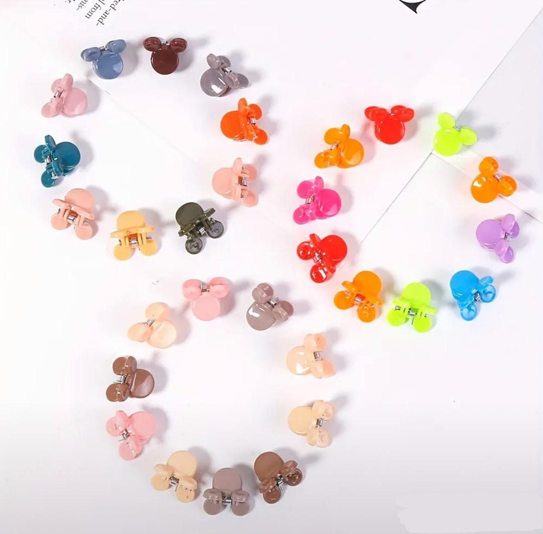 Mickey Mouse Ear Hair Claw Clips – Set of 12 – Pastel & Bright Mickey ...