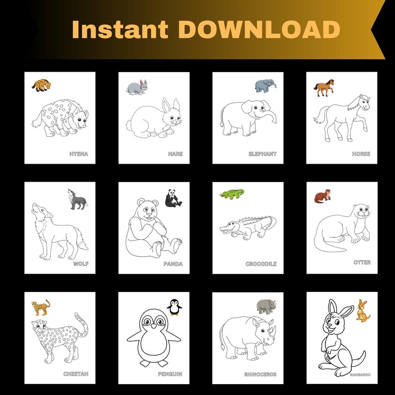 30 Jungle Safari Coloring Pages for Kids, Preschool Coloring Book ...