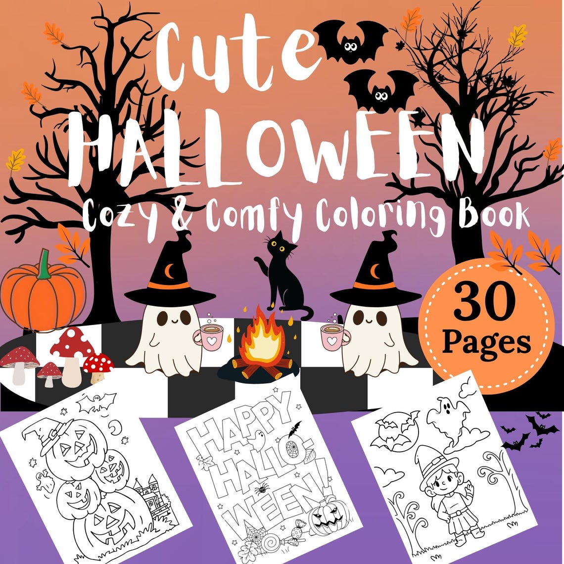 Cute Halloween Coloring Pages for Kids: 30 Simple Design( PDF Download ...