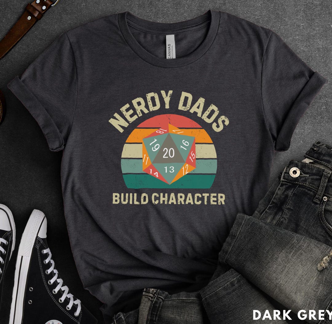 Retro D20 Dice T-shirt: Nerdy Dad RPG Gamer Tee - Etsy