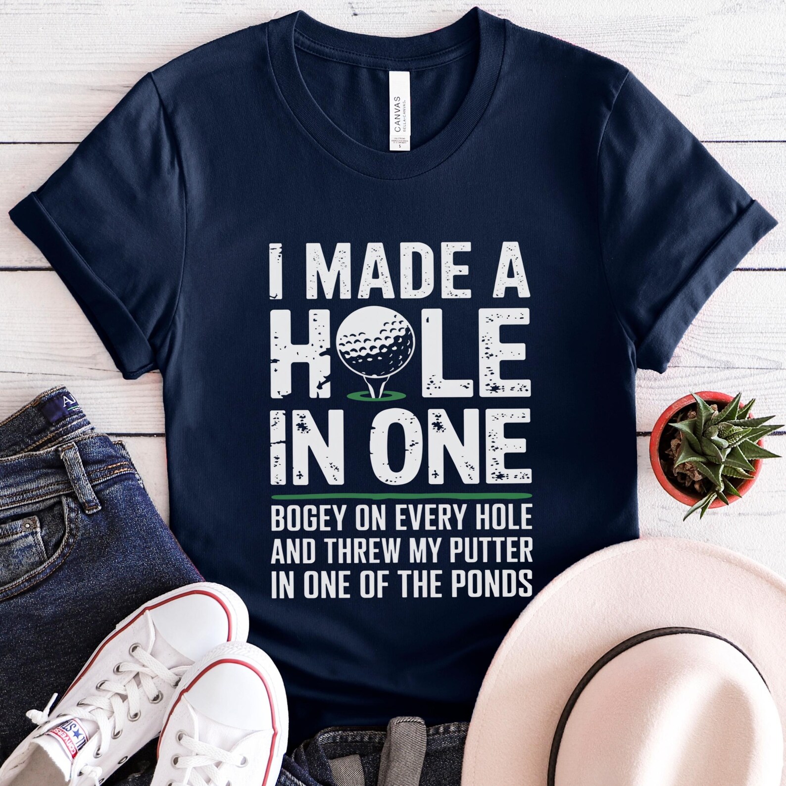 Funny Golf Shirt i Made a Hole in One Golf Humor Tee for Golfers Bogey ...