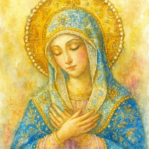 Virgin Mary Watercolor Painting - Catholic Home Decor (PNG File) - Etsy