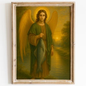 Archangel Raphael With the Healing Fish: Religious Art Catholic Decor ...