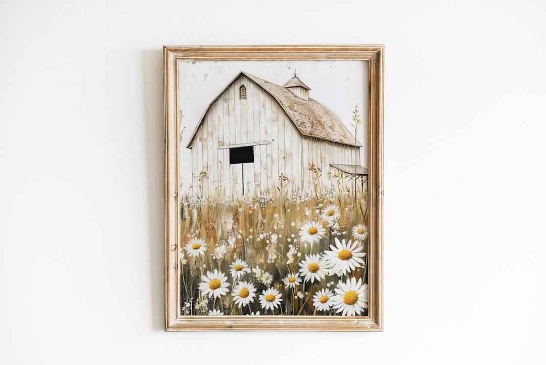 Vintage White Barn Print, Rustic Farmhouse Wall Art (digital Download ...