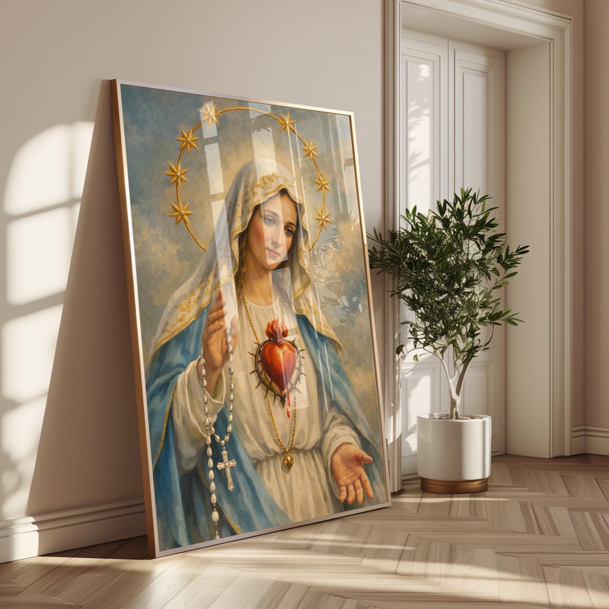 Immaculate Heart of Mary Catholic Portrait | Marian Devotional ...