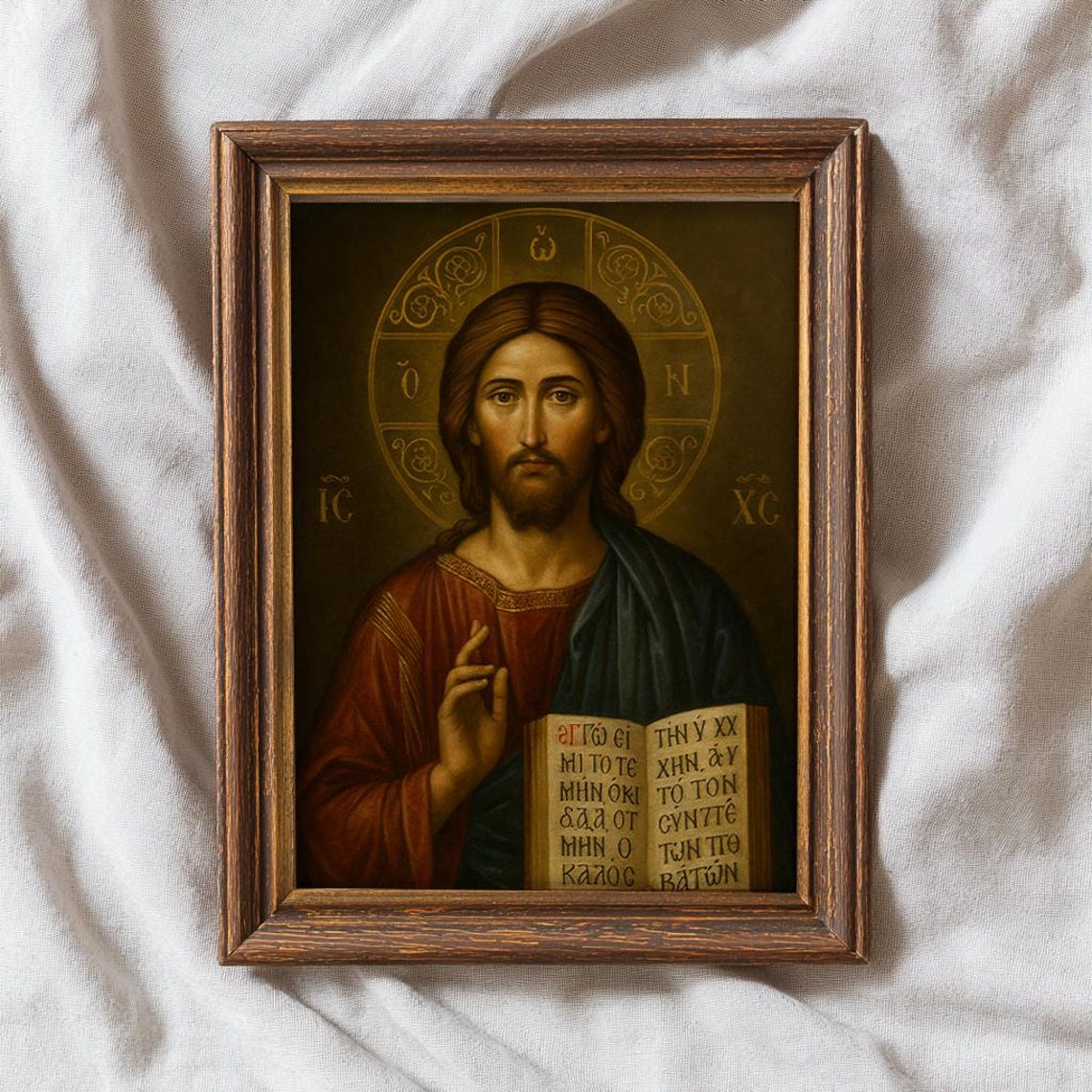 Jesus Christ Merciful Orthodox Icon Painting: Byzantine Wall Art ...