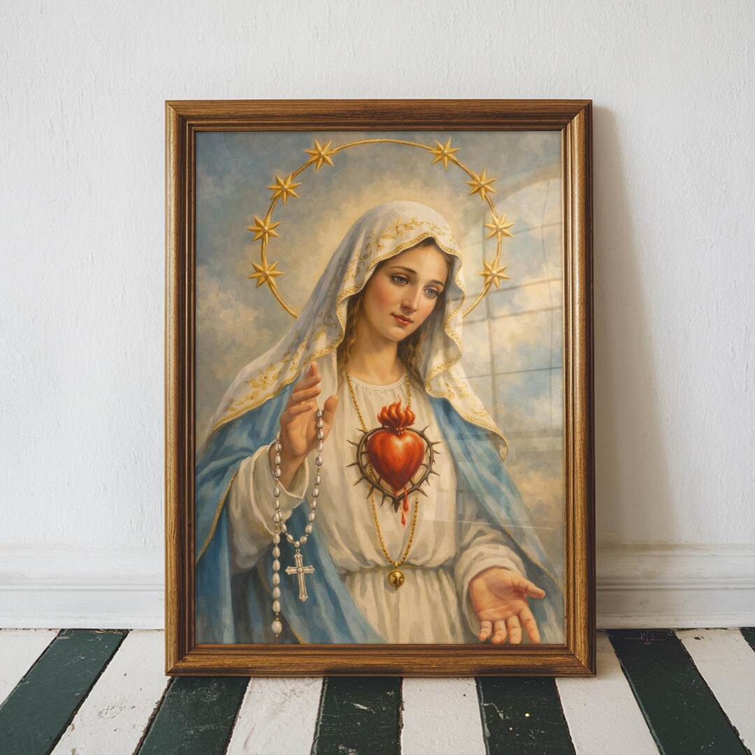 Immaculate Heart of Mary Catholic Portrait | Marian Devotional ...