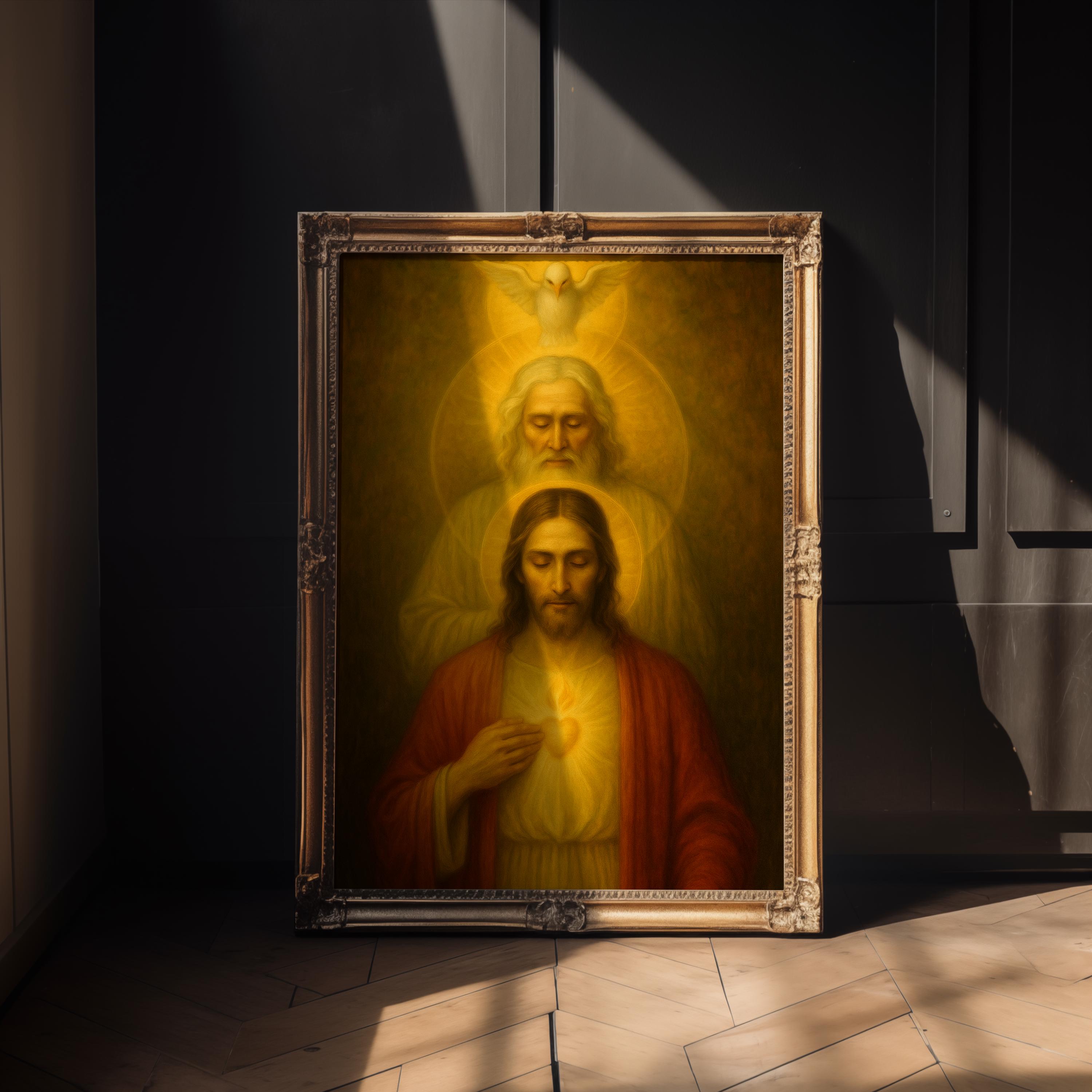 Holy Trinity Painting, the Father God the Son (jesus) the Holy Spirit ...