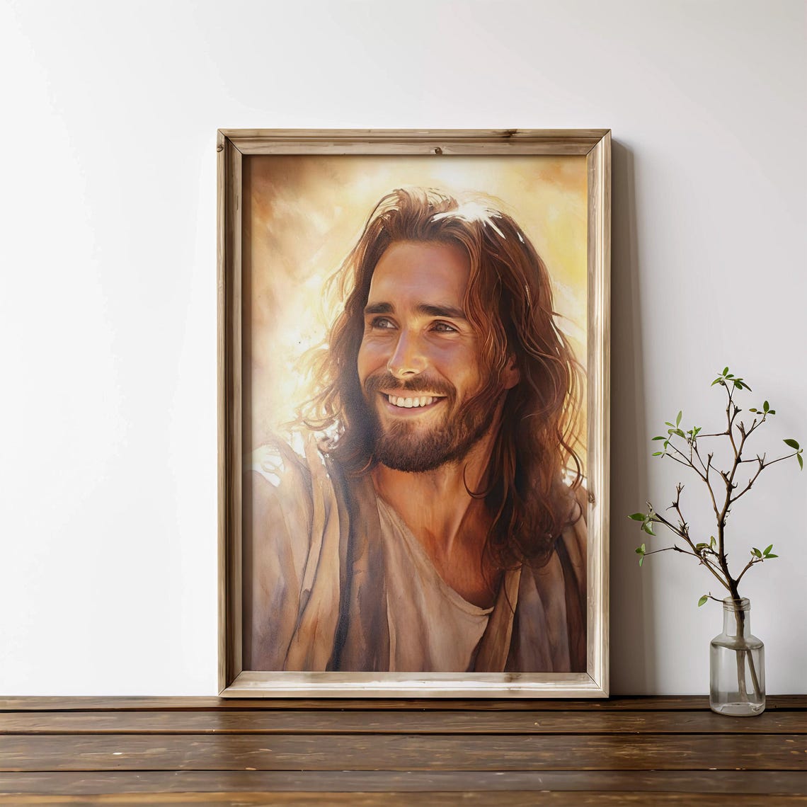 Smiling Jesus Portrait Printable, Christian Wall Art Digital Download ...