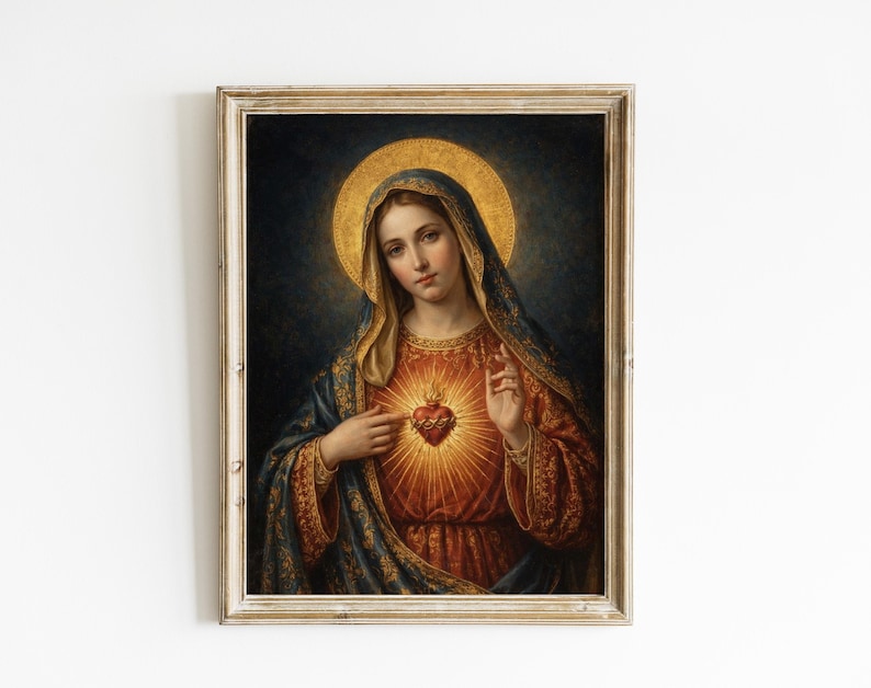 Immaculate Heart of Mary Poster, Catholic Marian Art, Christian Home ...