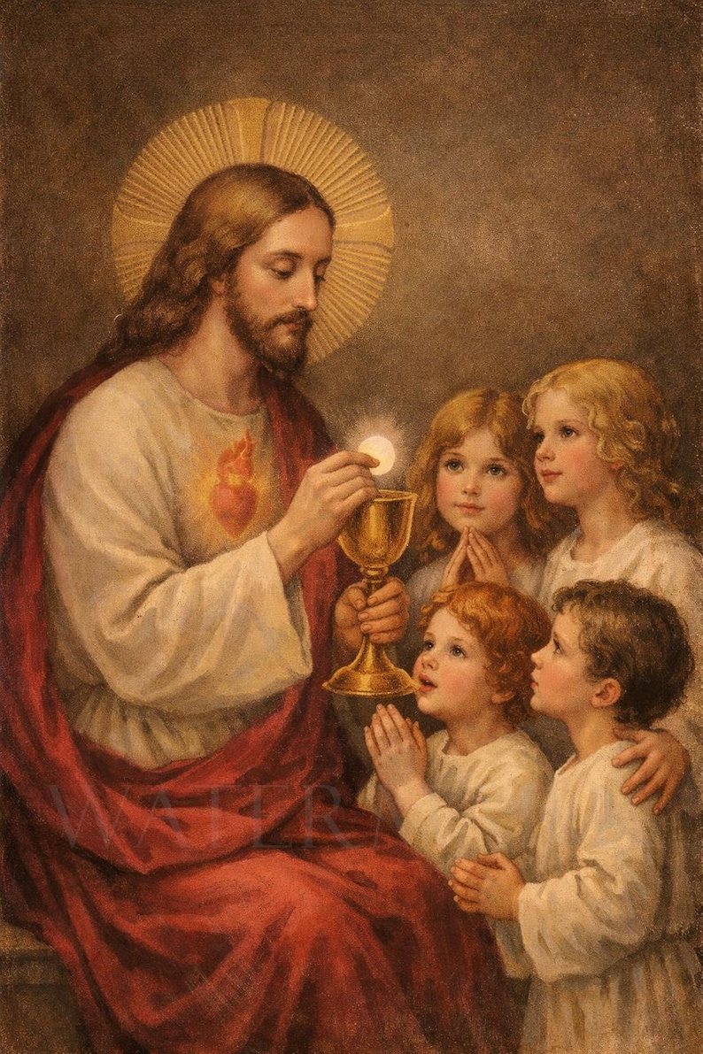 Jesus Giving Communion Art Print | Catholic Religious Wall Art ...
