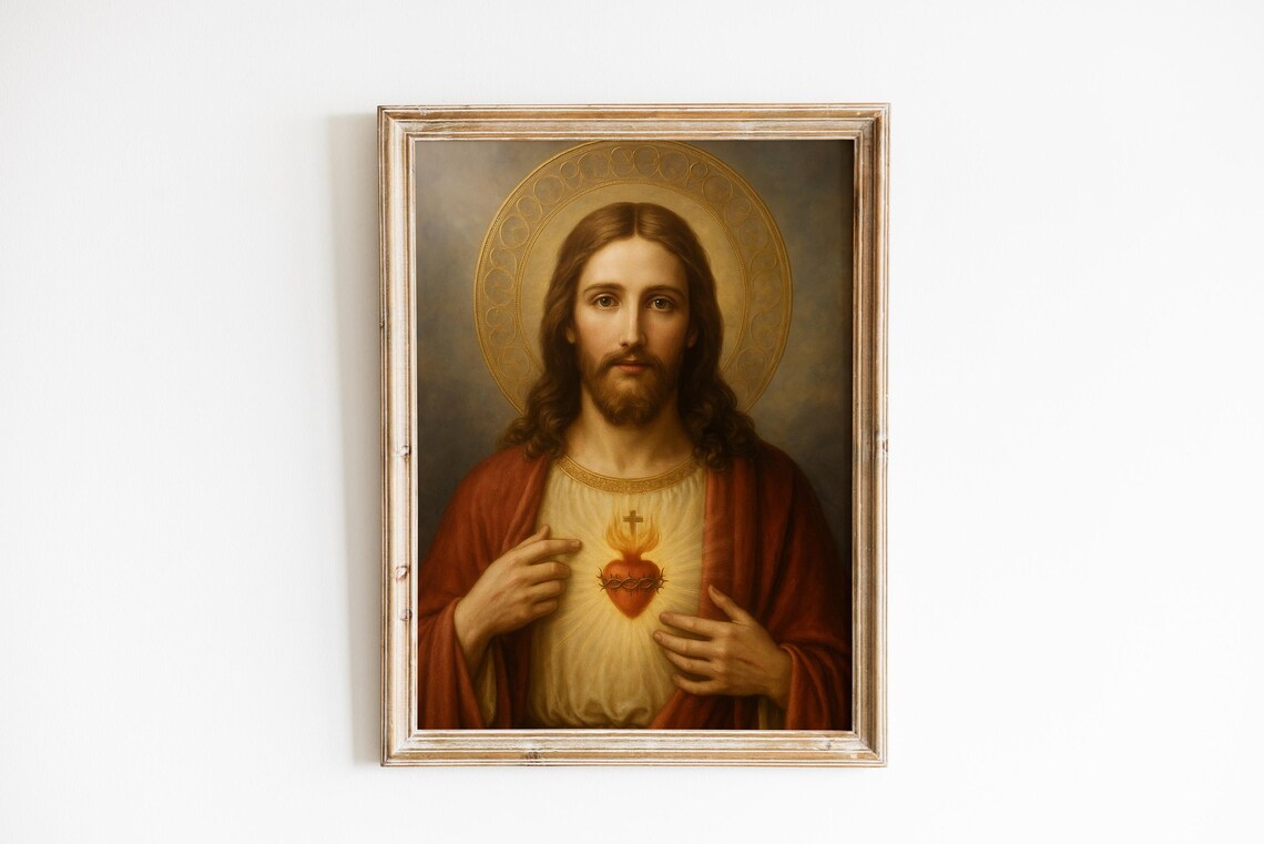 Sacred Heart of Jesus Painting : Religious Art Catholic Home Decor ...