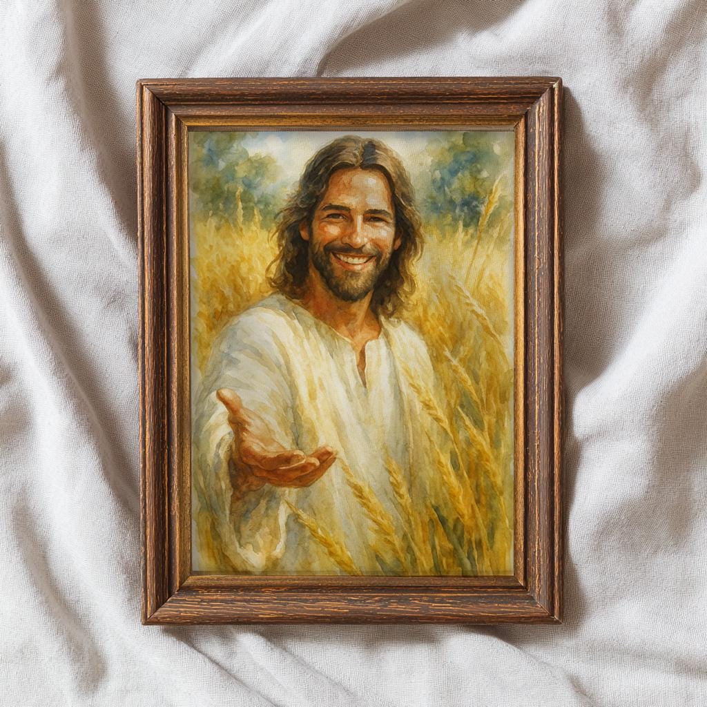Jesus Christ Smiling Picture: Happy Jesus Watercolor Christian Art ...